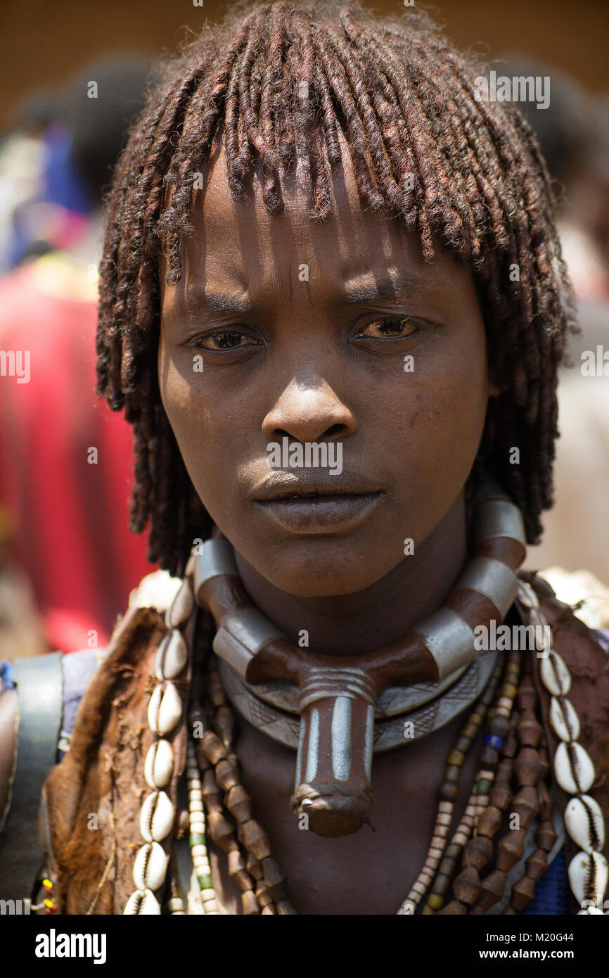 Banna tribe woman at the market. Lower Omo river, Ethiopia. © Antonio ...
