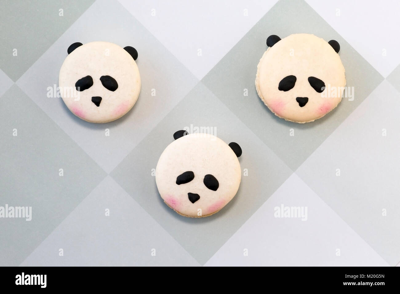 Panda macarons with green tea flavored filling Stock Photo - Alamy