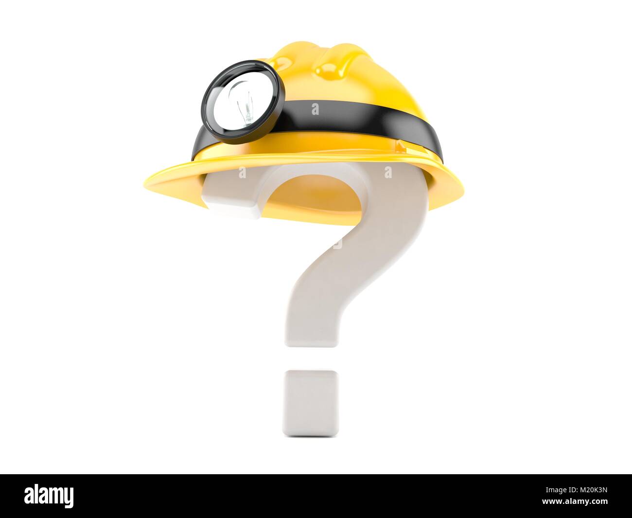 Miner helmet with question mark isolated on white background Stock ...