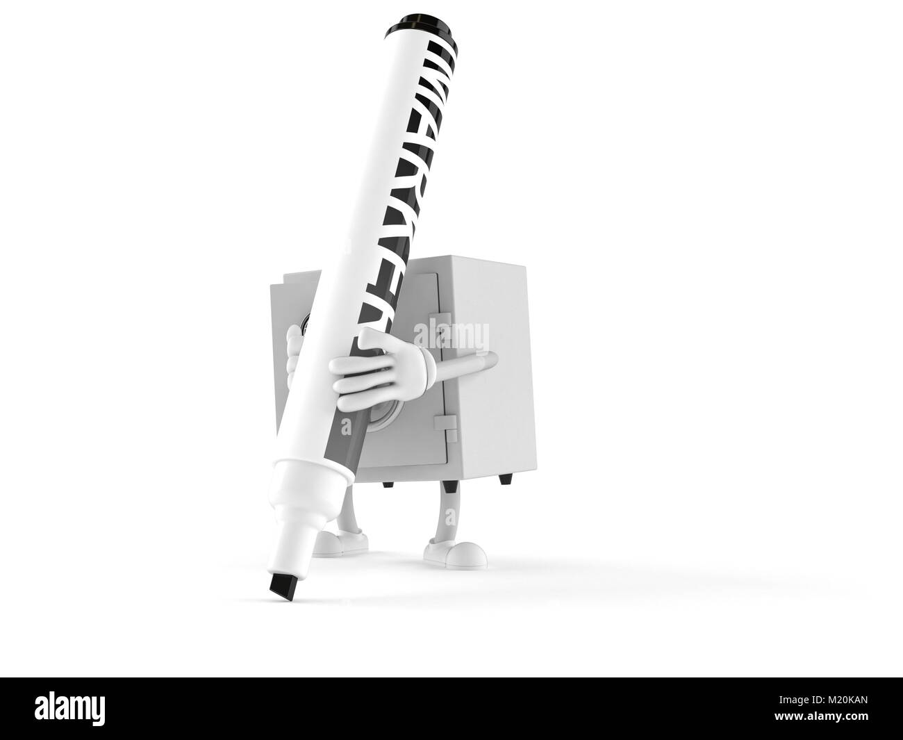 Safe character with marker isolated on white background Stock Photo - Alamy
