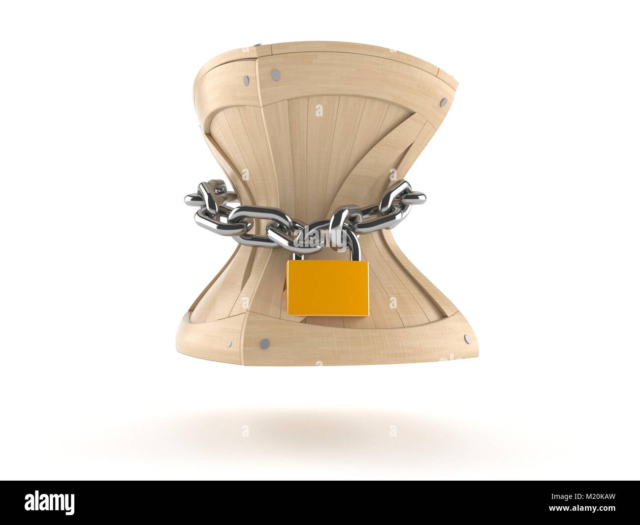 Crate with tight chain and padlock isolated on white background Stock ...