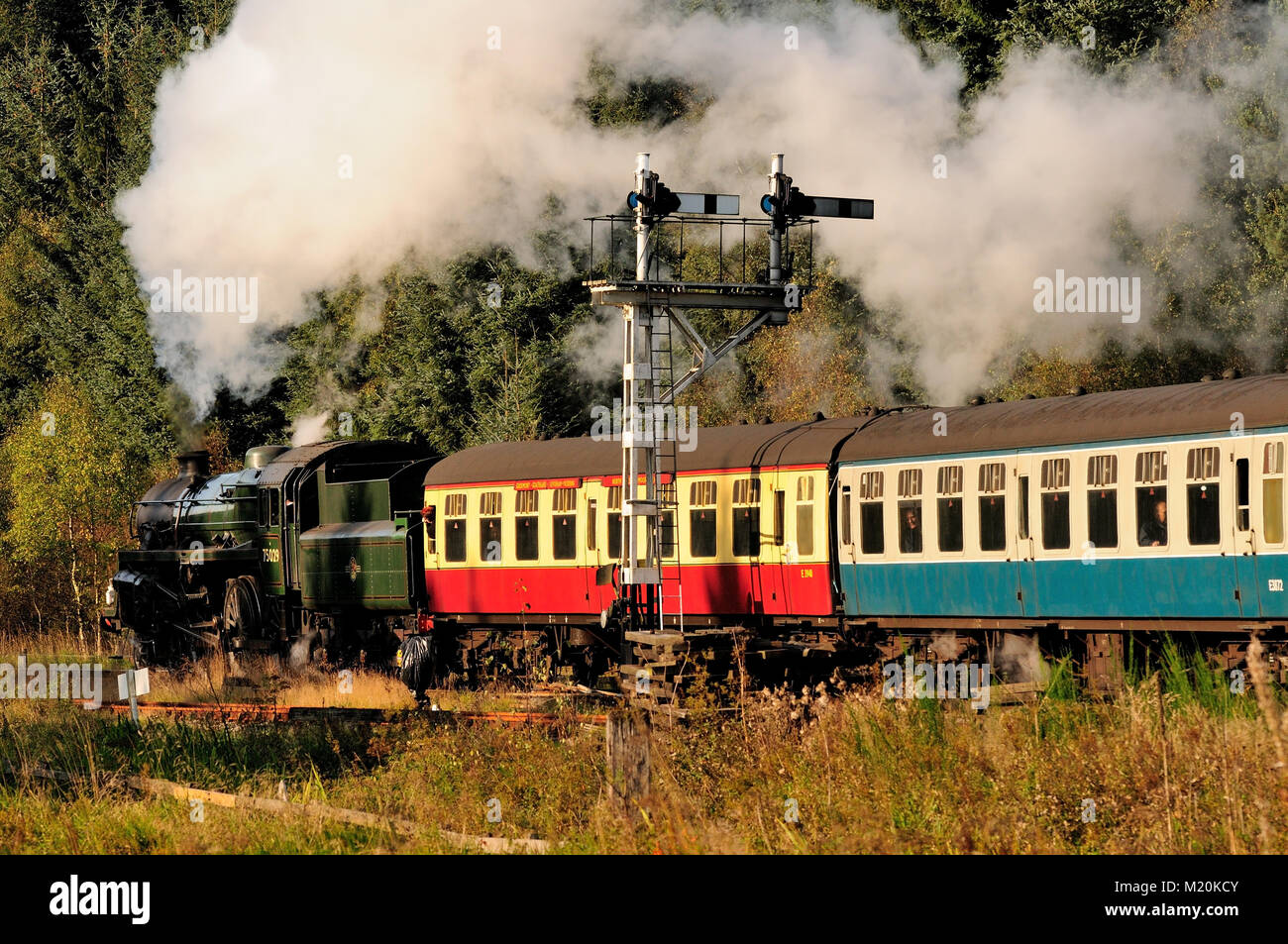 Steam train departing from Levisham on the North Yorkshire Moors ...