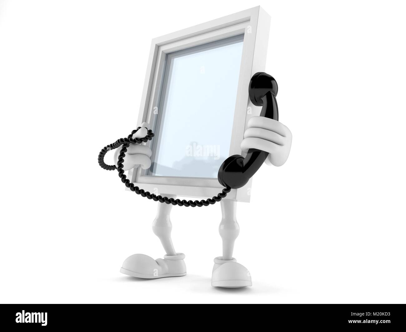 Window character with handset isolated on white background Stock Photo ...