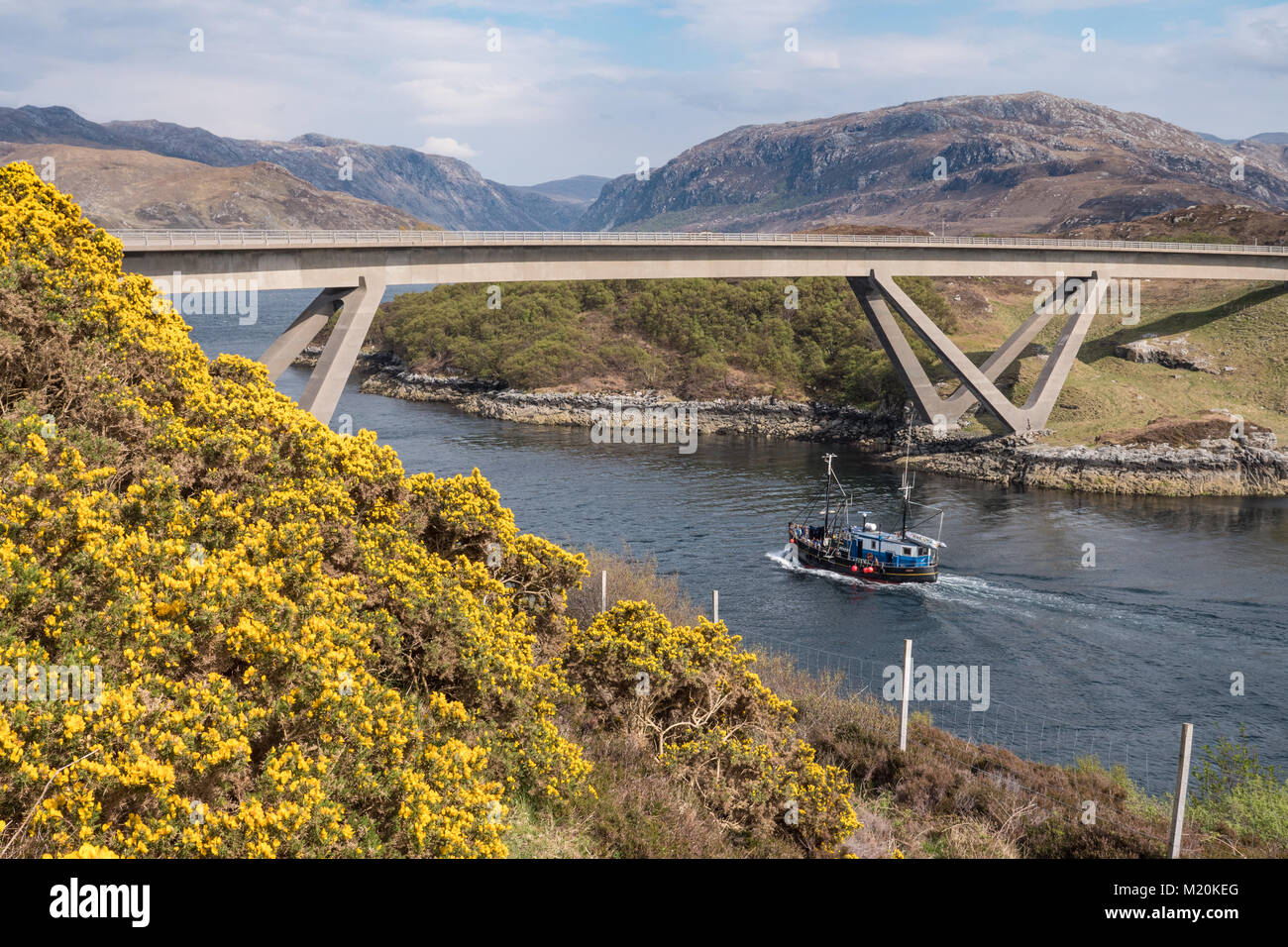 Kylesku Bridge, a distinctively curved concrete box girder bridge in ...