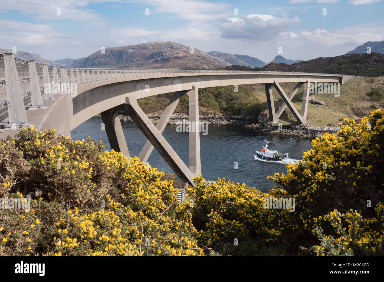 Kylesku Bridge, a distinctively curved concrete box girder bridge in ...