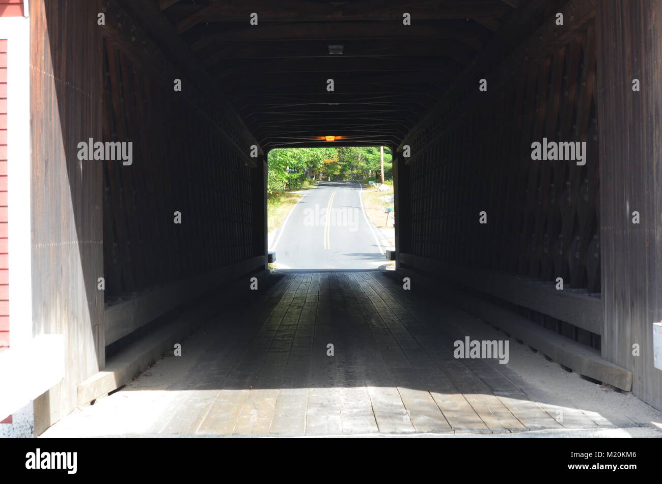 The inside of a covered bridge Stock Photo - Alamy