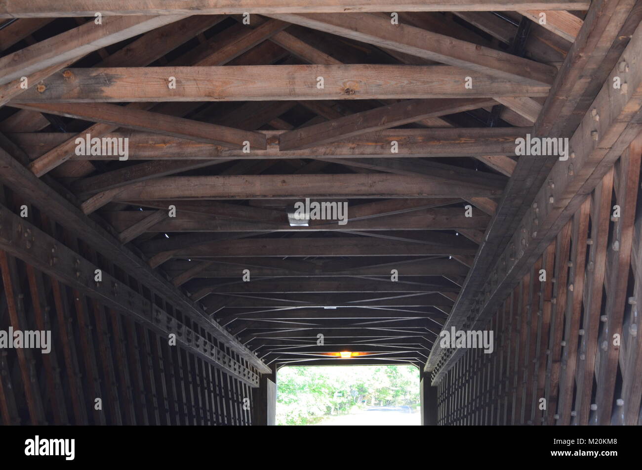 Inside of a covered bridge Stock Photo - Alamy