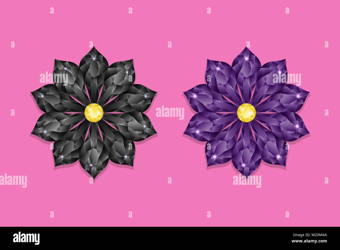 Black and Dark Purple Diamond Flower. Vector Illustration of Abstract ...