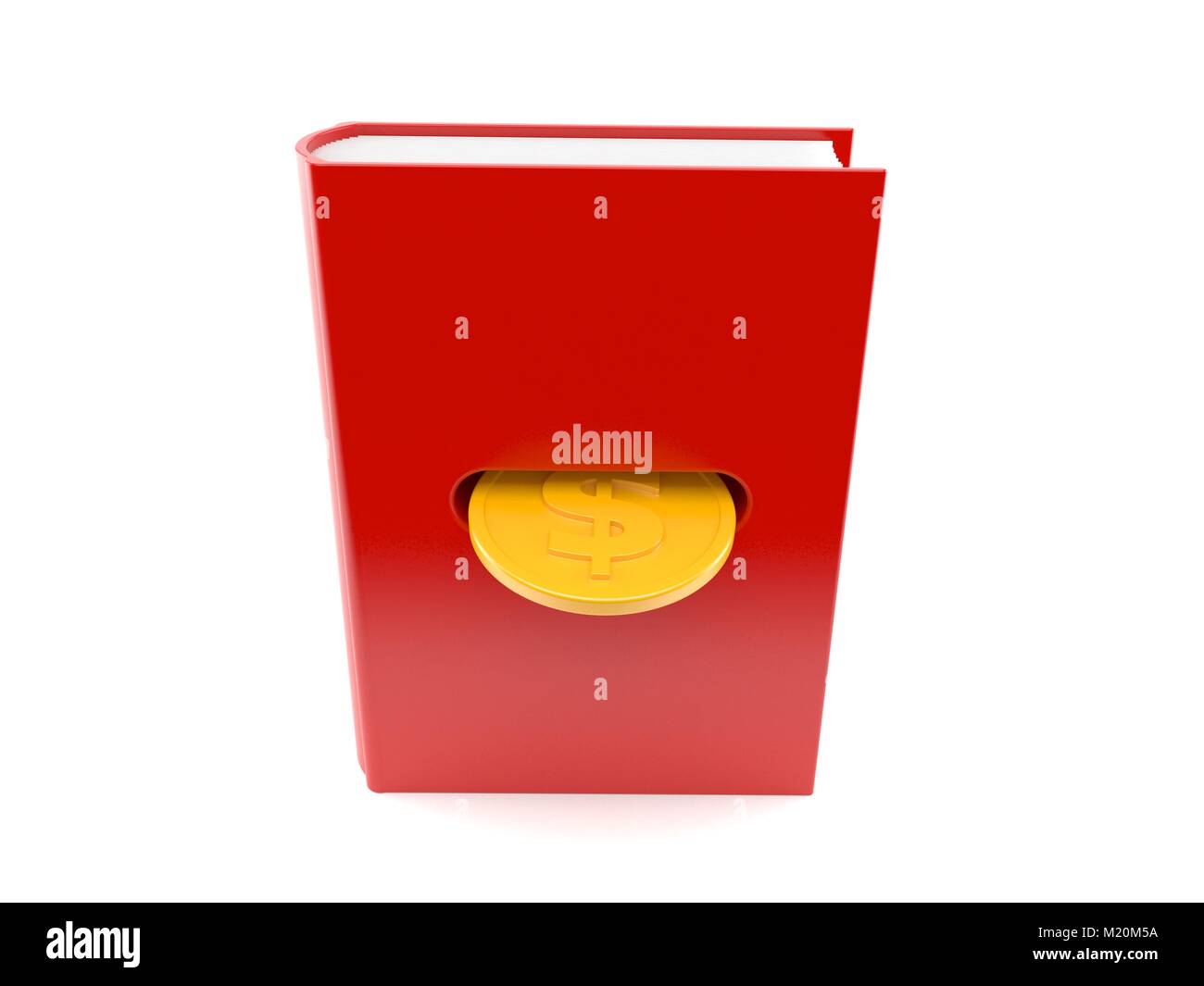 Book with coin isolated on white background Stock Photo - Alamy