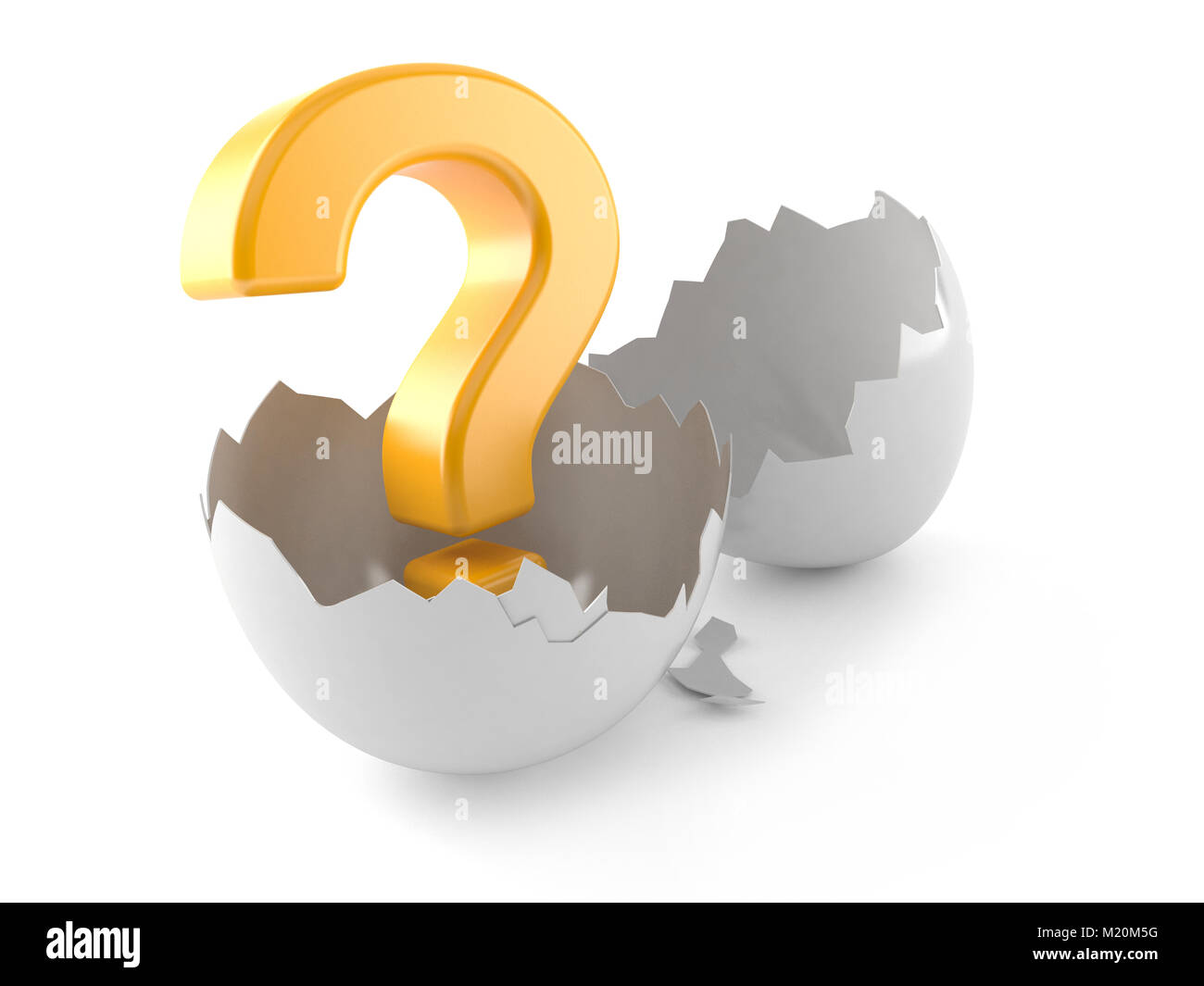 Egg shell with question mark isolated on white background Stock Photo ...