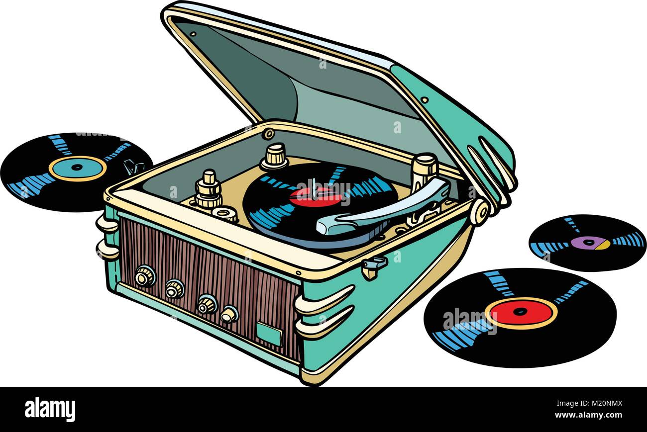 Vinyl record on red Stock Vector Images - Alamy