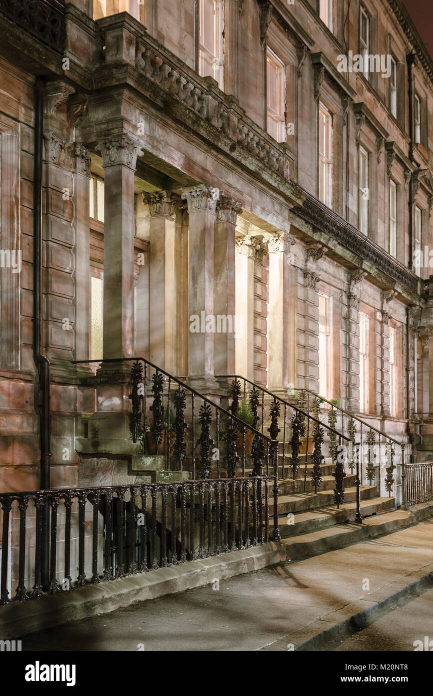 Grand Victorian tenement, with classical entrance porch, stairs, and ...