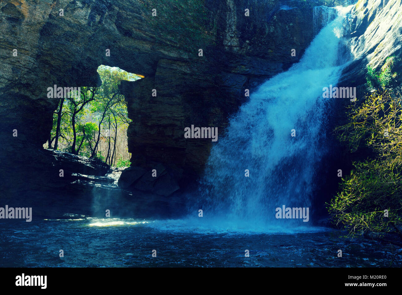 Pure mountain waterfall Cantonigros with clear water attractive place ...