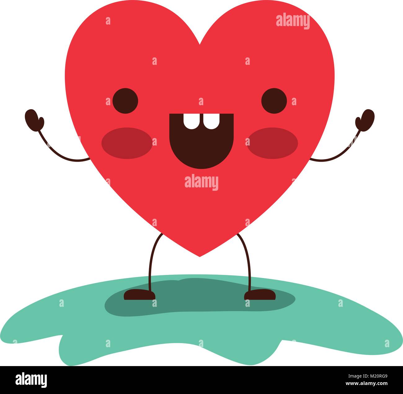 heart character kawaii cheerful expression in colorful silhouette Stock ...
