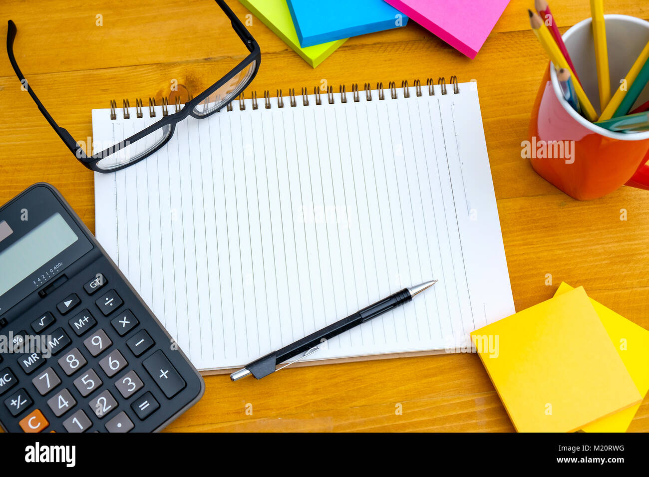 book top view Homework School notebook ready for adding text or mockup ...