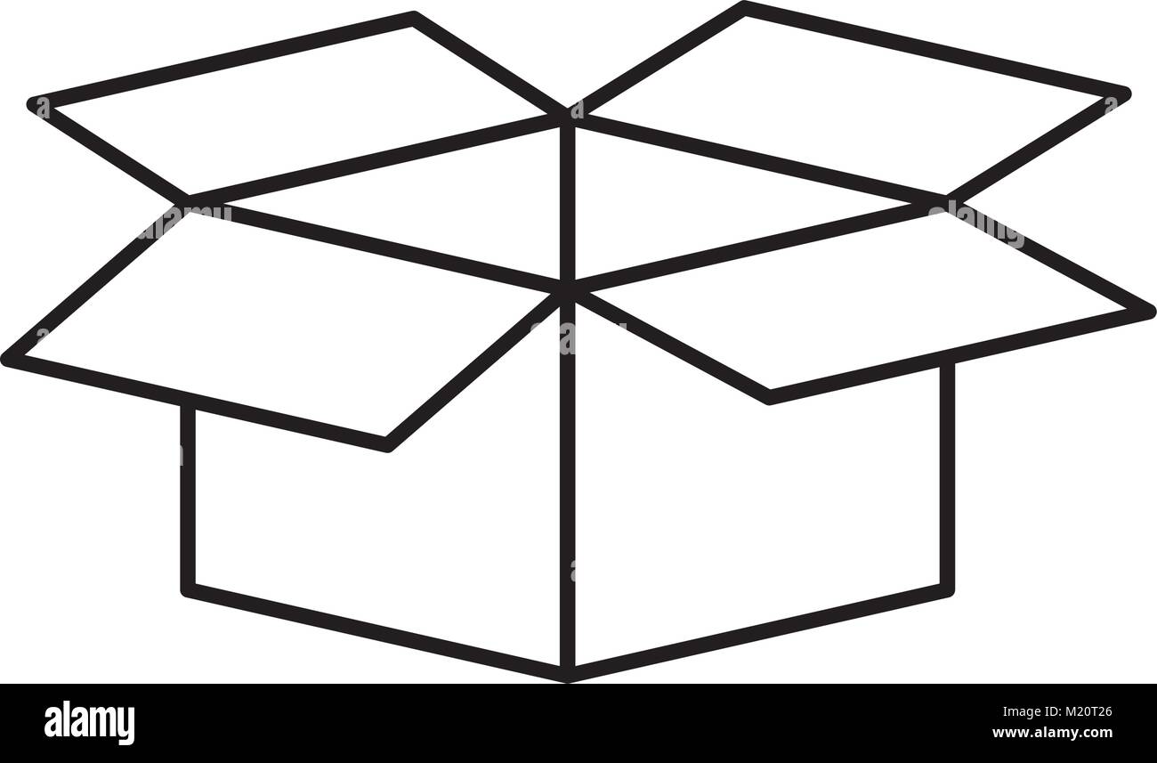 cardboard box opened in black contour Stock Vector Image & Art - Alamy