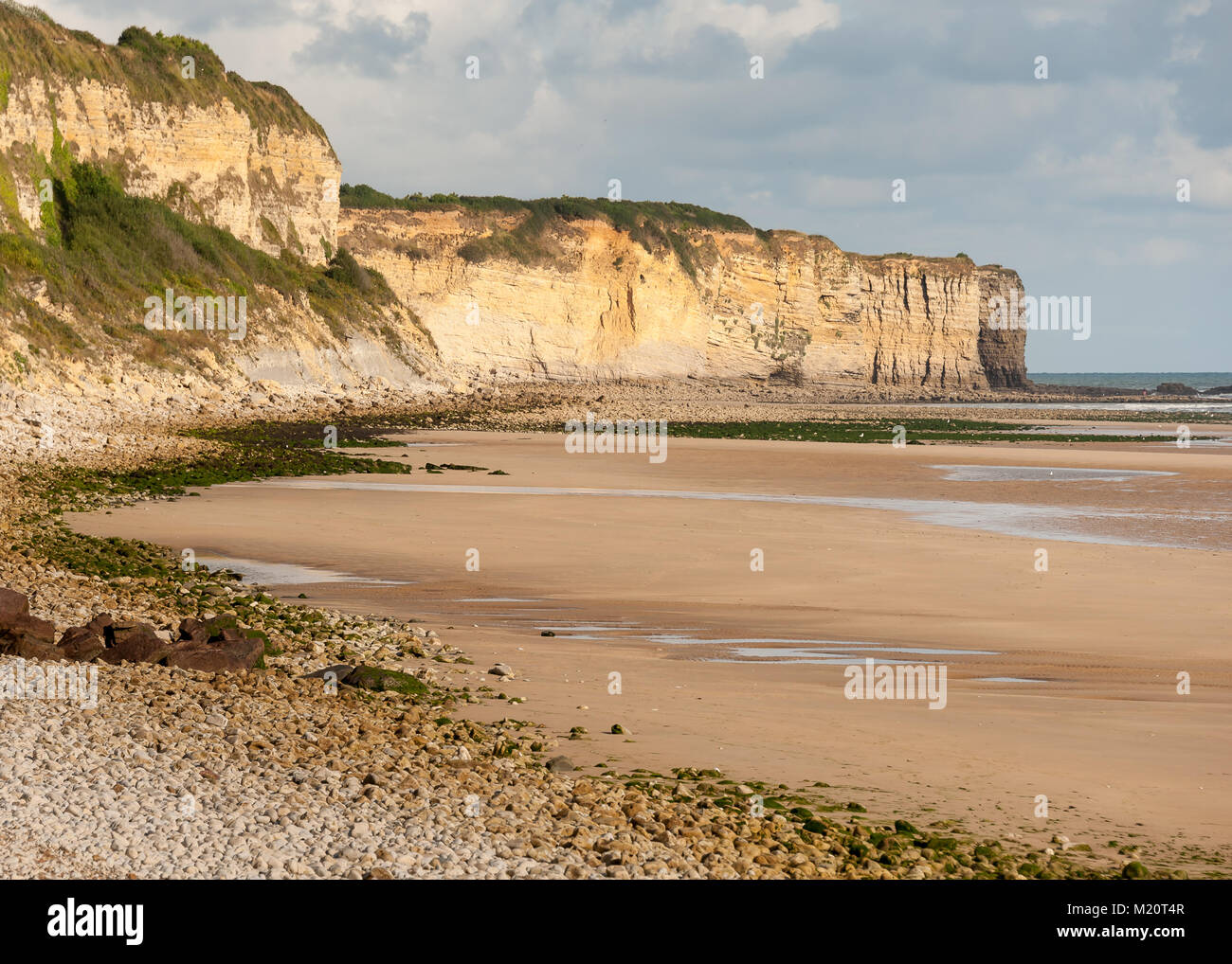 Sunrise with low clouds on Omaha Beach Normandy France in summer Stock ...