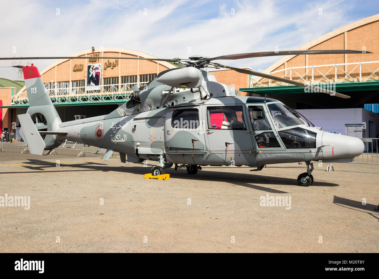 MARRAKECH, MOROCCO - APR 28, 2016: Royal Moroccan Navy Eurocopter AS565 ...