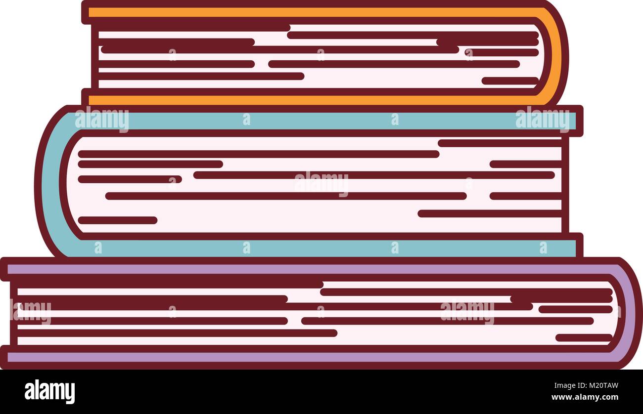 stacked books in colorful silhouette with brown contour Stock Vector ...