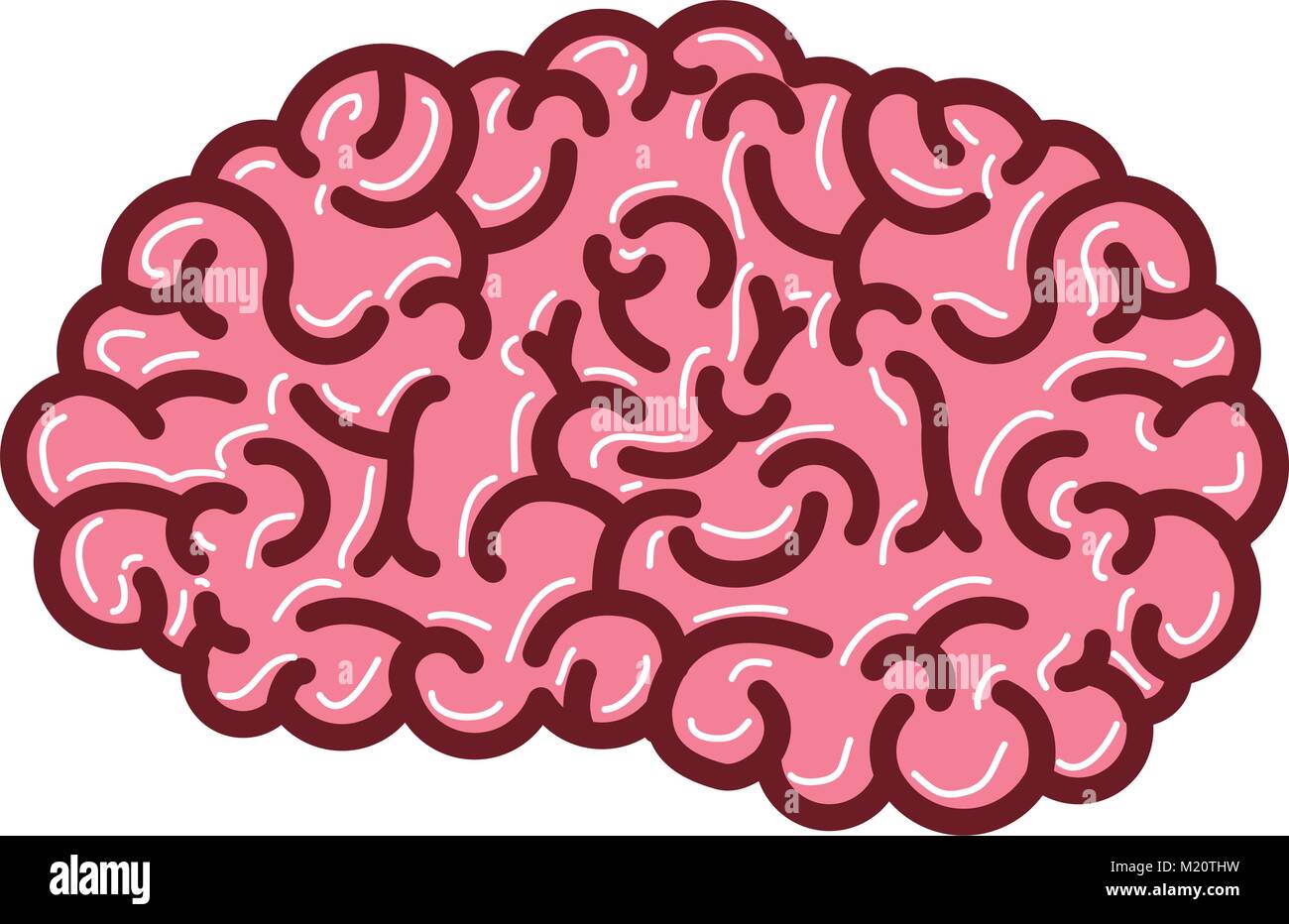 brain side view in colorful silhouette with thick brown contour Stock ...