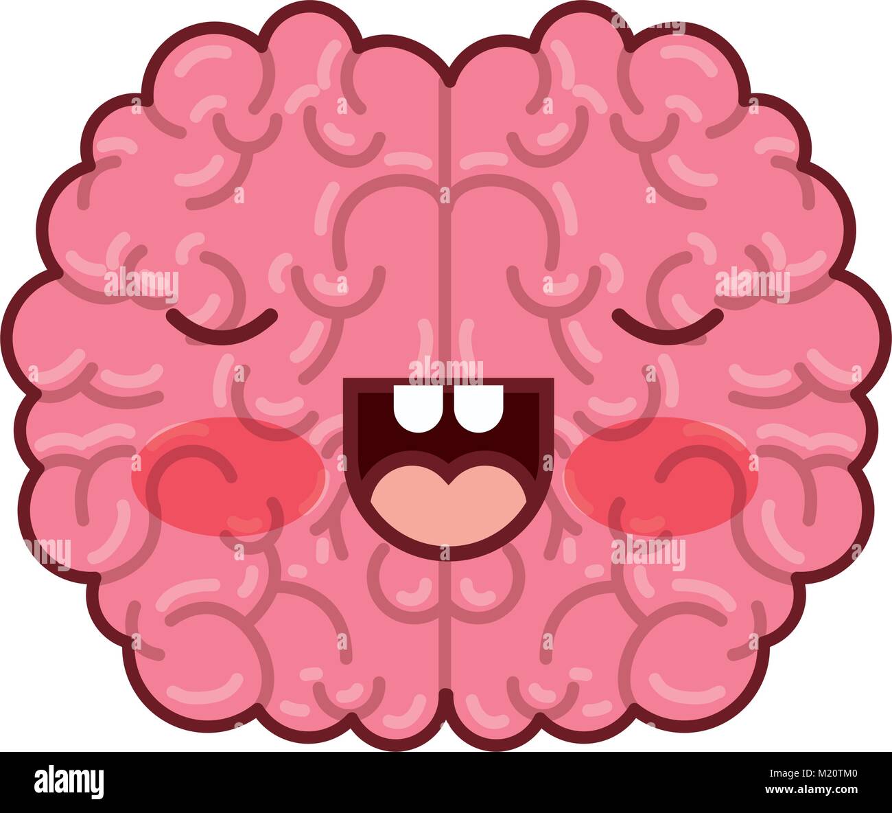 brain character with concentrated expression in colorful silhouette ...