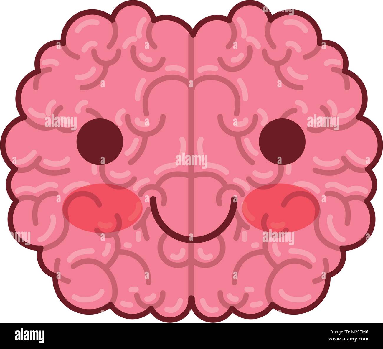 brain character with calm expression in colorful silhouette with brown ...