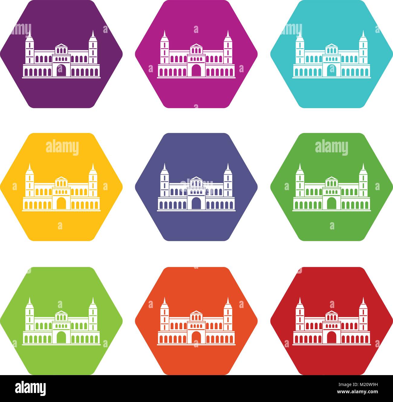 Castle icon set color hexahedron Stock Vector Image & Art - Alamy