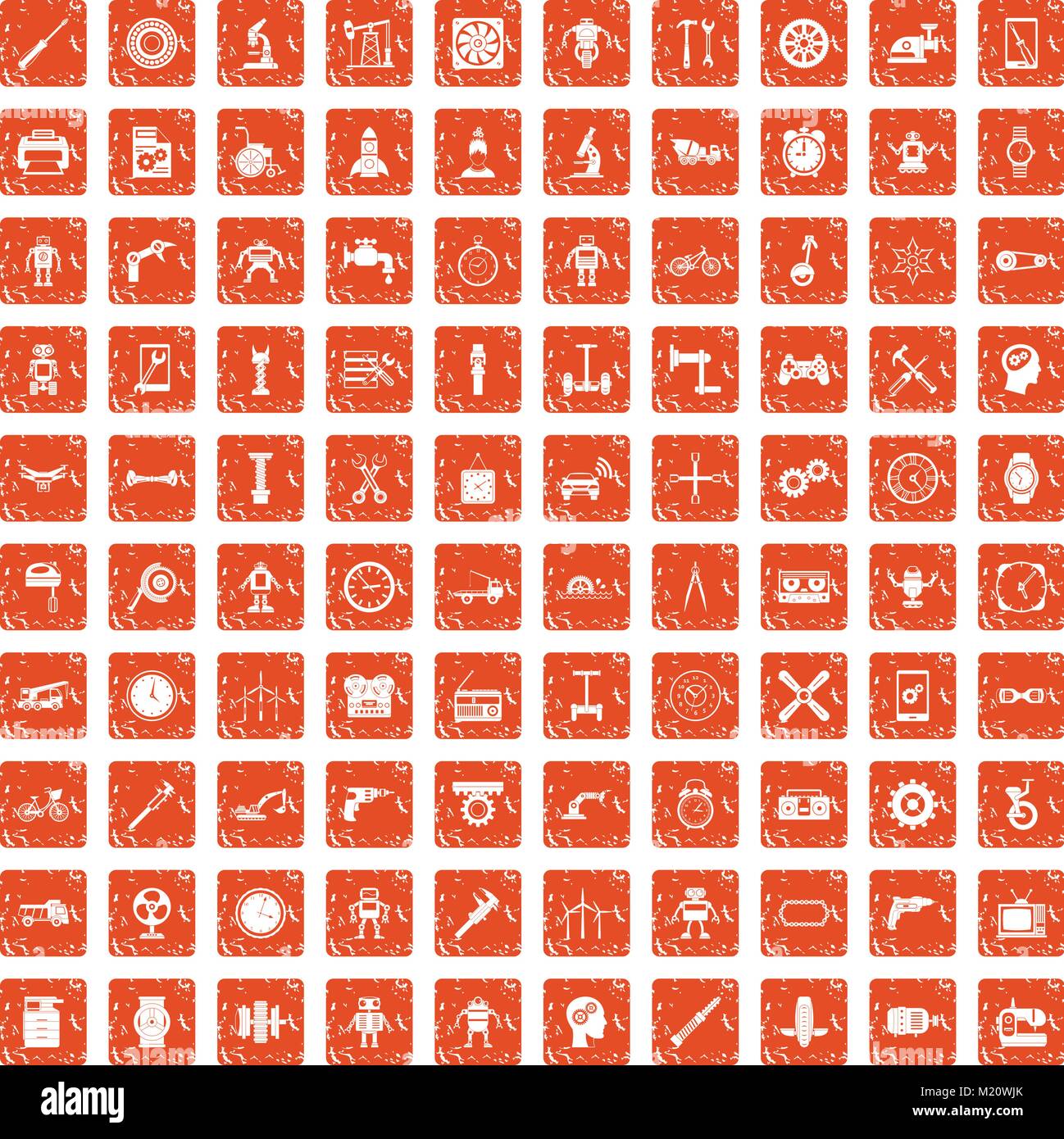 100 gear icons set grunge orange Stock Vector Image & Art - Alamy