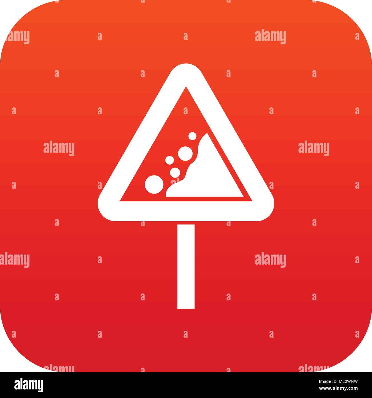 Falling rocks warning traffic sign icon digital red Stock Vector Image ...