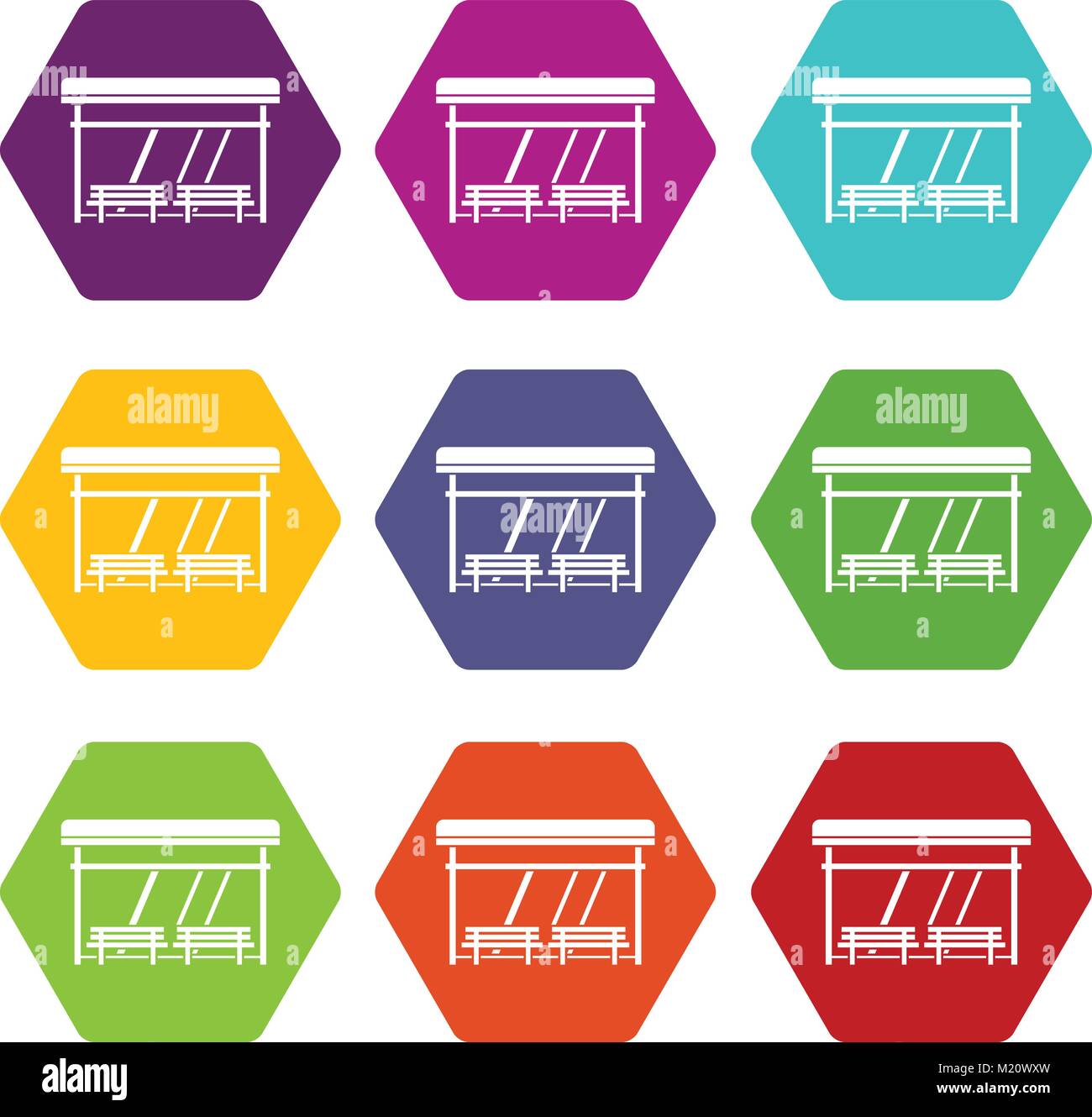 Bus stop icon set color hexahedron Stock Vector Image & Art - Alamy
