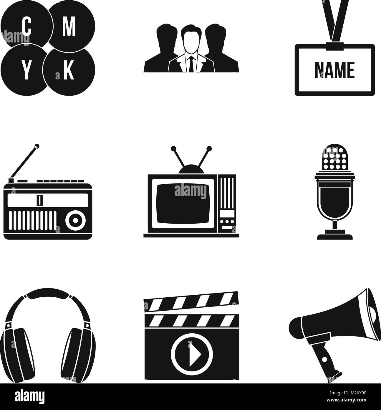 Mass media icons set, simple style Stock Vector Image & Art - Alamy