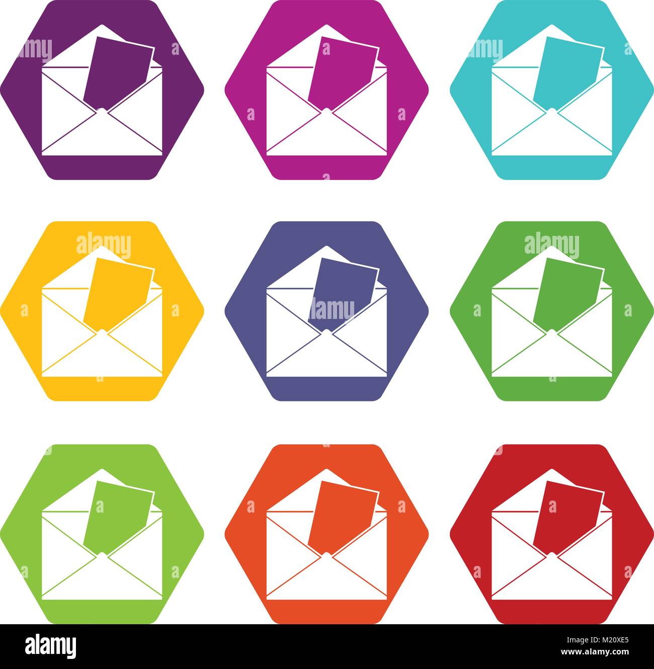 Envelope icon set color hexahedron Stock Vector Image & Art - Alamy