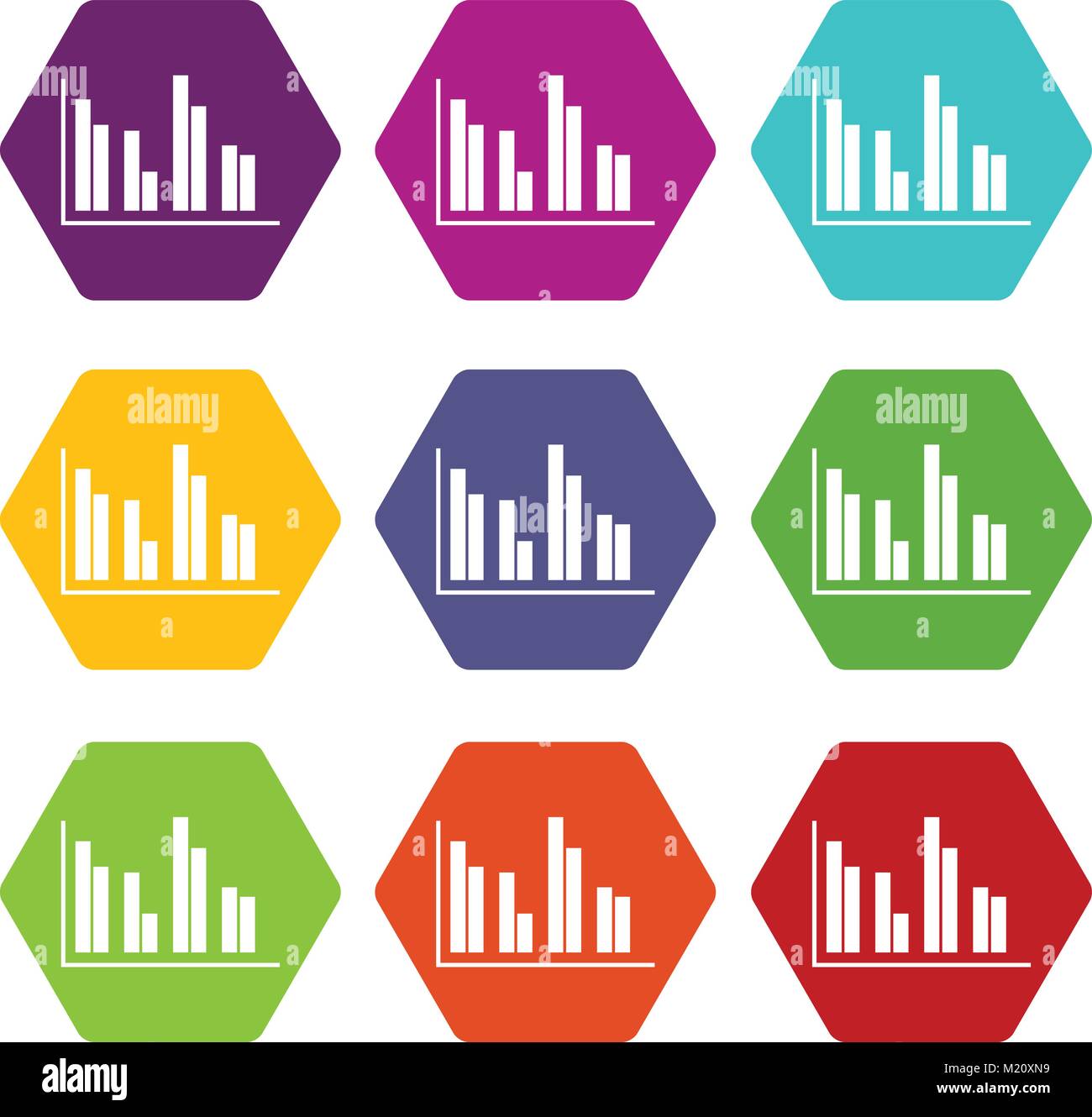 Financial analysis chart icon set color hexahedron Stock Vector Image ...