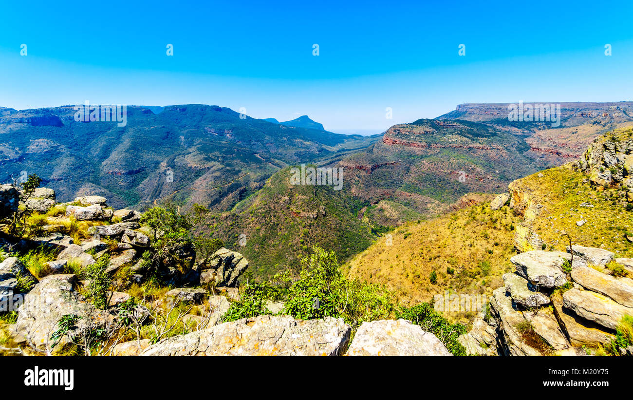 View of the highveld and the Blyde River Canyon along the Panorama ...