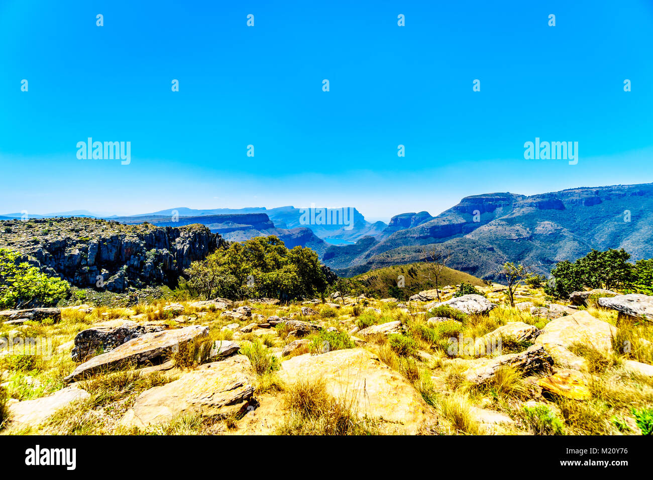 View of the highveld and the Blyde River Canyon along the Panorama ...