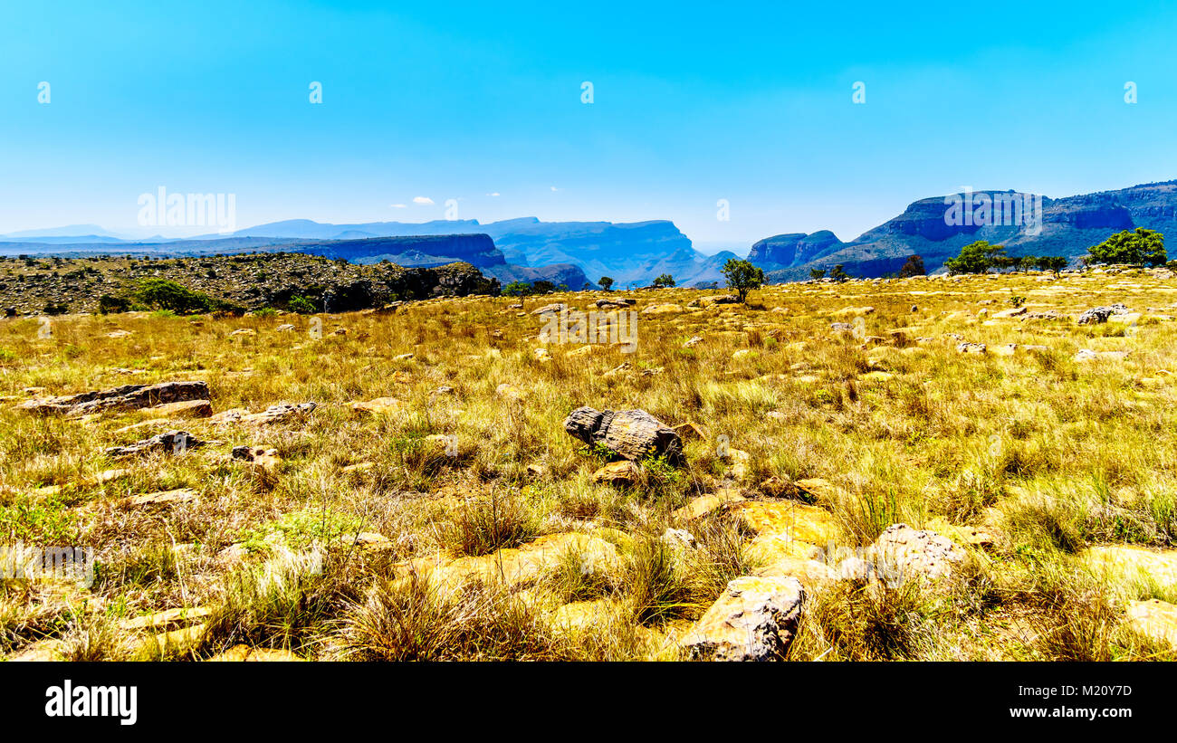 View of the highveld and the Blyde River Canyon along the Panorama ...