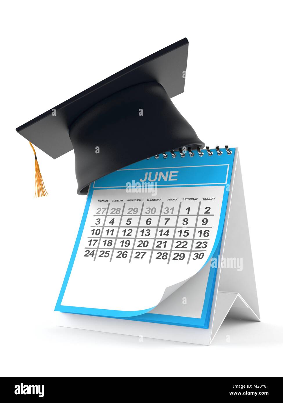 Graduation hat with calendar isolated on white background Stock Photo ...