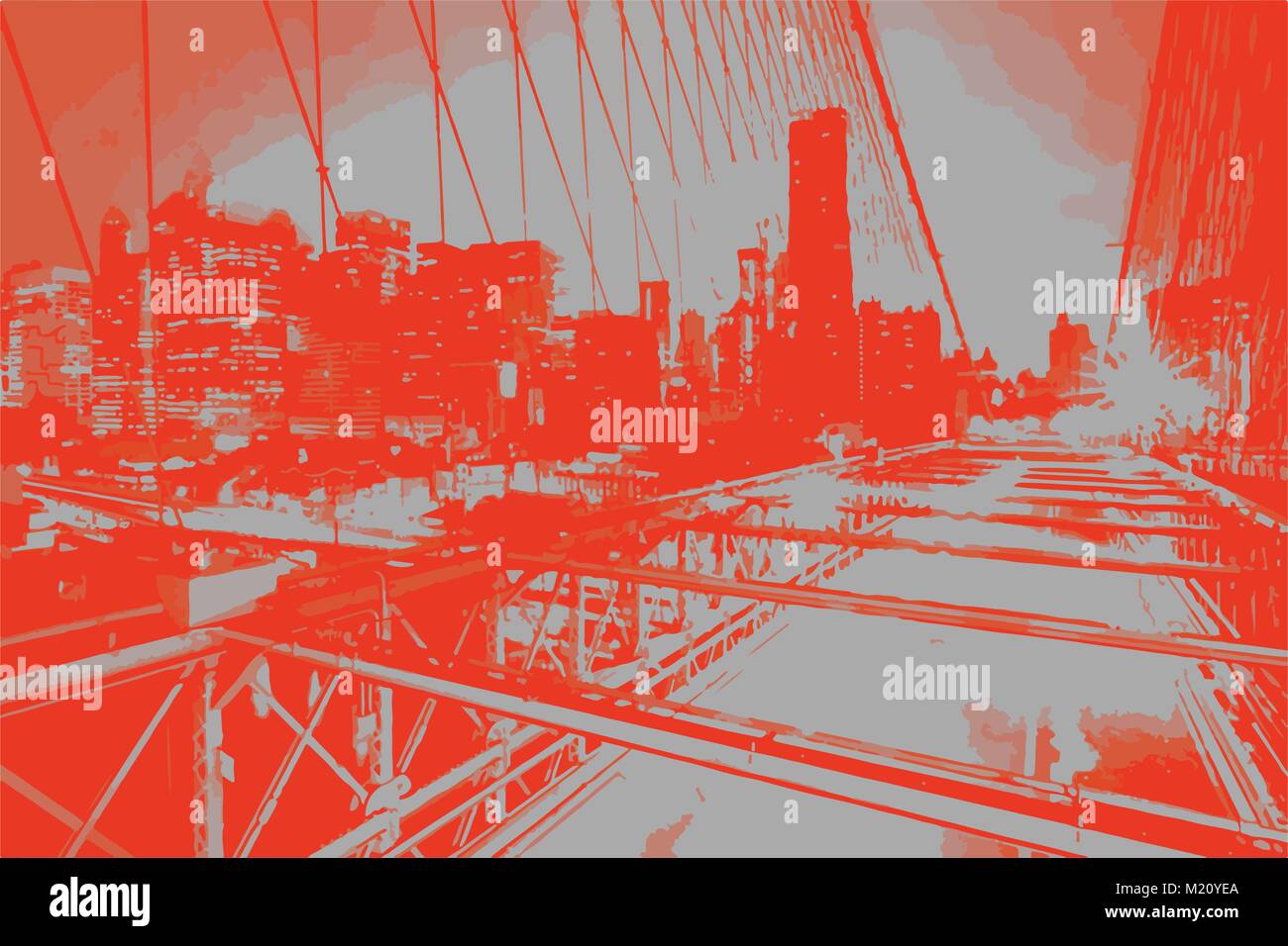 NY Red night bridge Stock Vector Image & Art - Alamy
