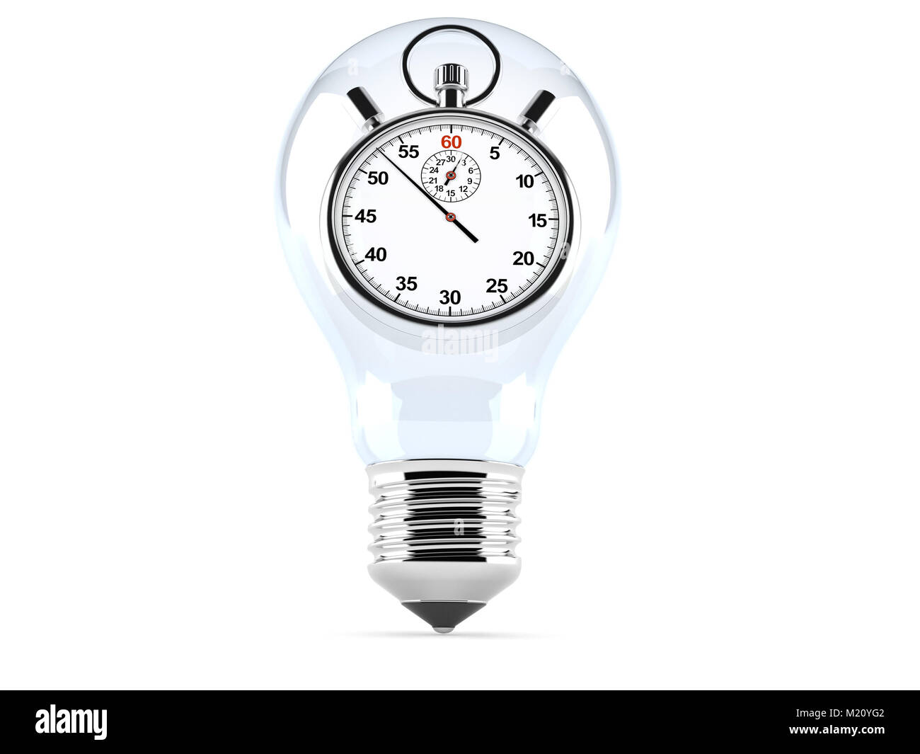 Light bulb with stopwatch isolated on white background Stock Photo - Alamy