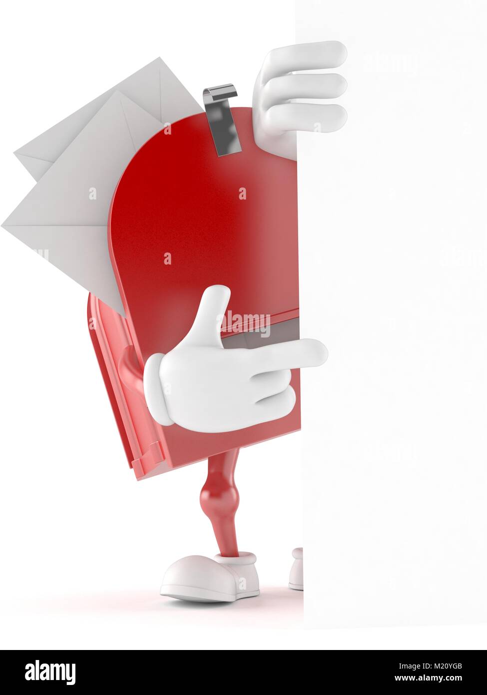 Mailbox character isolated on white background Stock Photo - Alamy