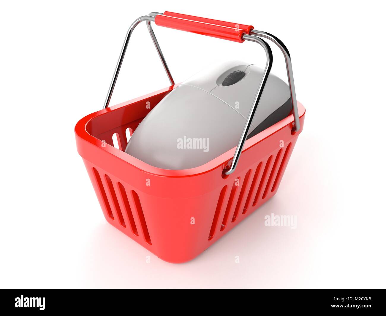 Shopping basket with computer mouse isolated on white background Stock ...