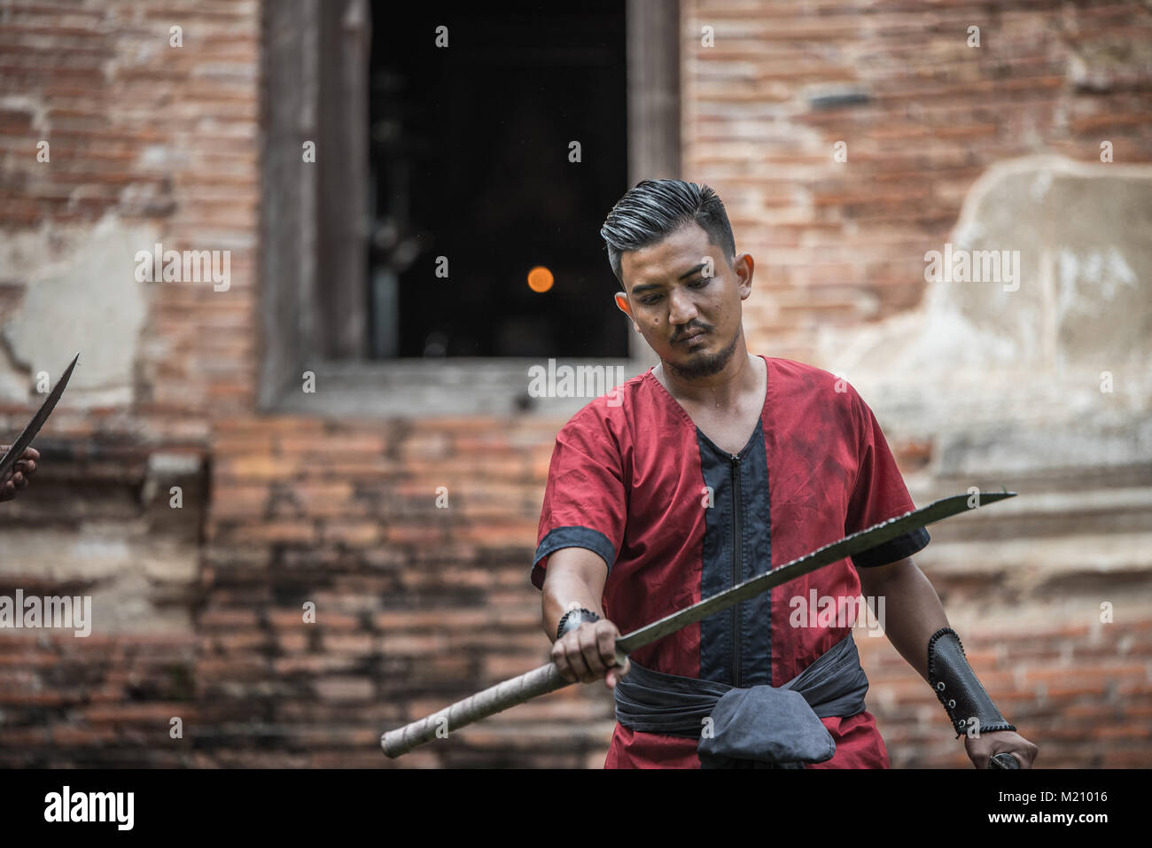 Ancient swordman look at him old swords at archaeological site Stock ...