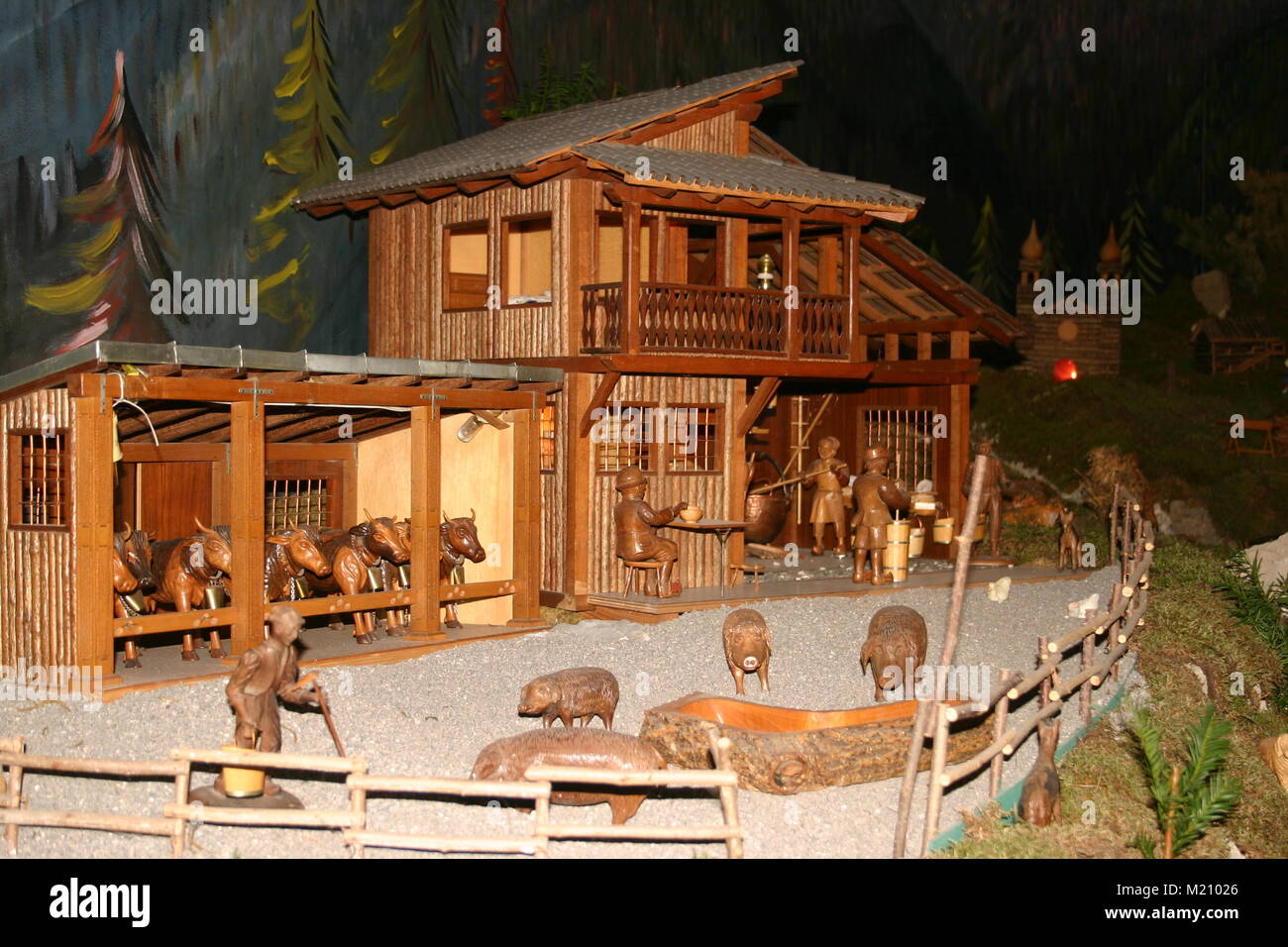 Wooden miniature craft project. Life on the farm Stock Photo - Alamy