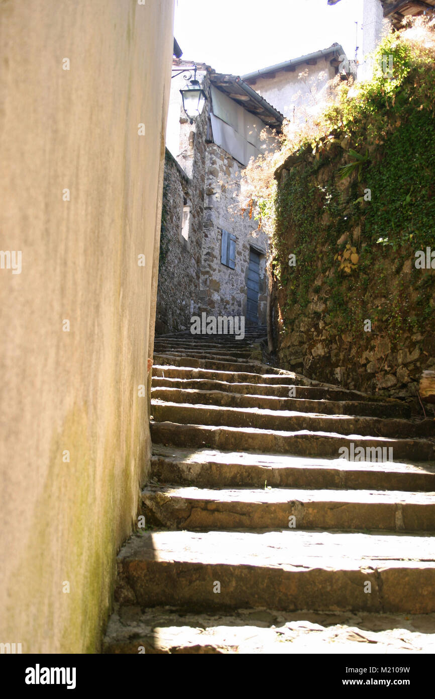 Stone steps in the old Friulan village of Poffabro, Italy Stock Photo ...