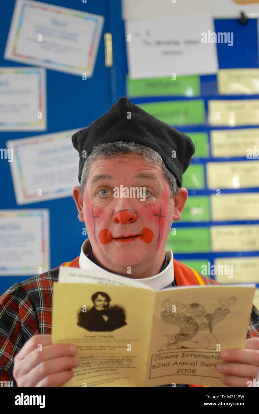Roly, (a clown and a qualified priest) one of the clowns attending the ...