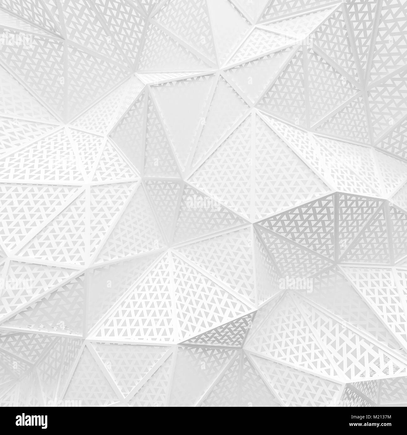 abstract white low poly background hole mesh triangle pattern 3d render ...