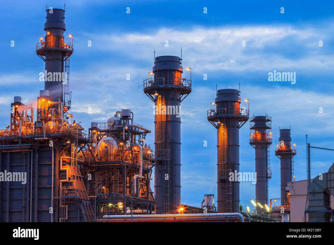 Natural gas turbine electric power plant support factory Stock Photo ...