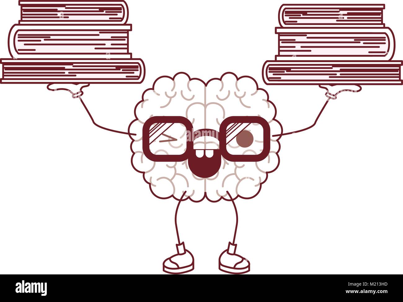 Cartoon Brain With Glasses Train The Brain For Knowledge Train Your