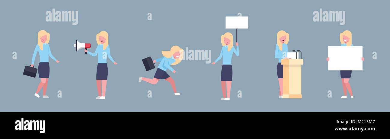 Set Of Businesswoman Icon Female Office Worker Posing Business Woman ...