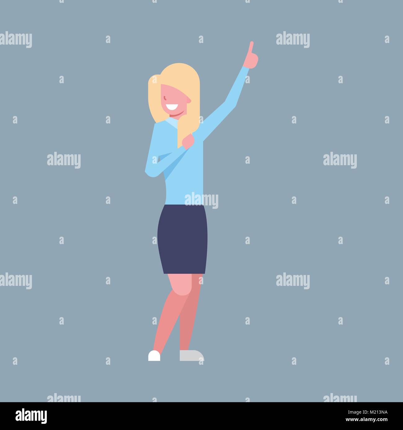 Business Woman Point Finger Up Female Office Worker Character ...